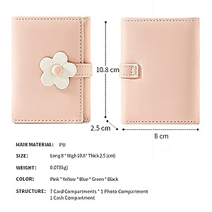 MEISEE Cute Small Wallet for Girls Women Tri-folded Wallet Cash Pocket flowers PU Leather Print Card Holder Coin Purse with ID Window (2-pink)