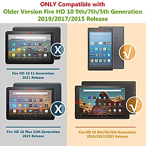 HD 10 Case DTangLsm Case for Amazon Fire HD 10 Tablet (5th/7th/9th Generation, 2015/2017/2019 Release) - Slim Leather Folding Protective Stand Cover with Auto Wake/Sleep for 10.1 Inch Tablet,Pineapple