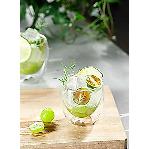 Sweese 4 Ounce Espresso Cups Set of 4, Double-Wall Insulated Glasses Cups Set- Handmade Glass- 408.101