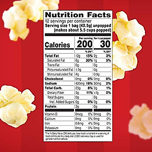 Orville Redenbacher’s Movie Theater Butter Flavored Microwave Popcorn, Gluten Free, 12 Count Popcorn Bags (6 Boxes)