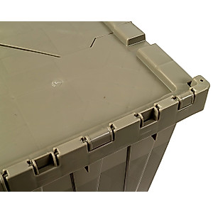 TEJAL 12 Gallon Commercial Flip Top Tote Storage Container (PACK OF 6) Industrial Plastic Storage Tote with Hinged Attached Lid (22.05 in. L x 15.40 in. W x 12.88 in. H) - Grey