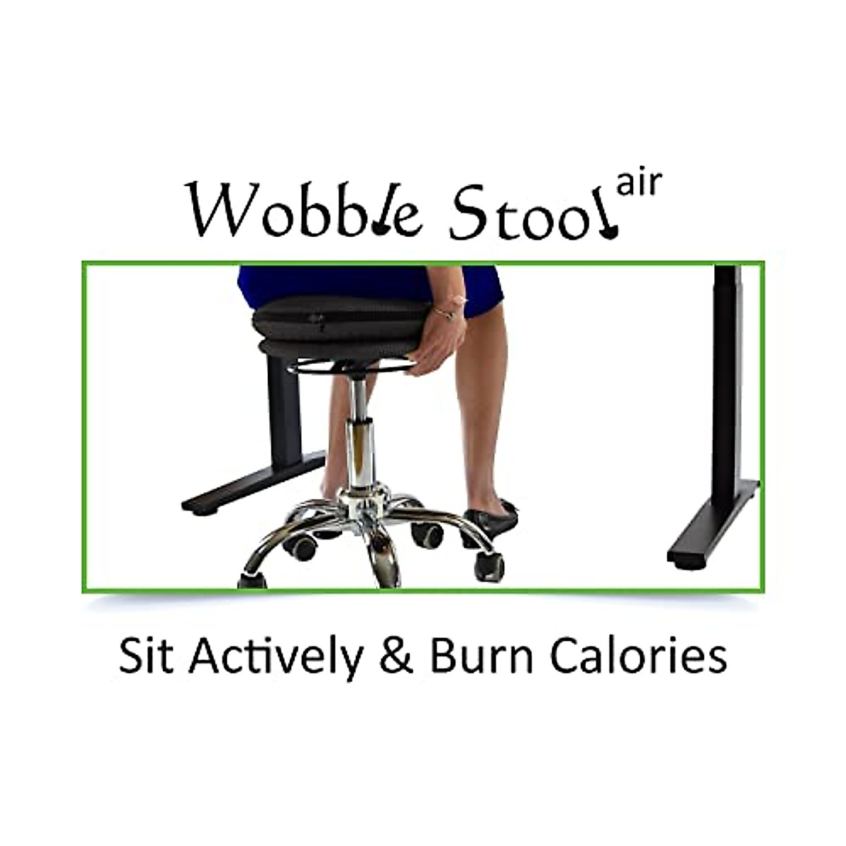 WOBBLE STOOL AIR rolling ergonomic balance ball office chair alternative exercise active stool wheels modern sit stand-up standing desk accessories adjustable height black