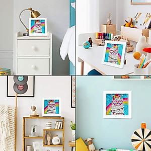 YOBEYI 5D Diamond Painting Kits for Kids Wooden Frame Diamond Arts and Crafts for Kids Mosaic Gem Stickers by Number Kits DIY Painting Arts Crafts Set Embroidery Christmas Gift (Alpaca B)