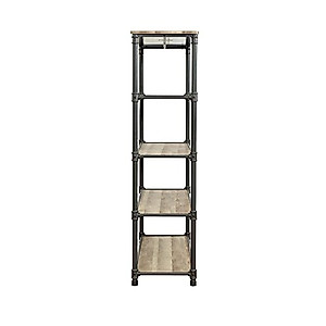 Acme Itzel 4-Tier Metal Frame Bookshelf in Sandy Gray and Oak