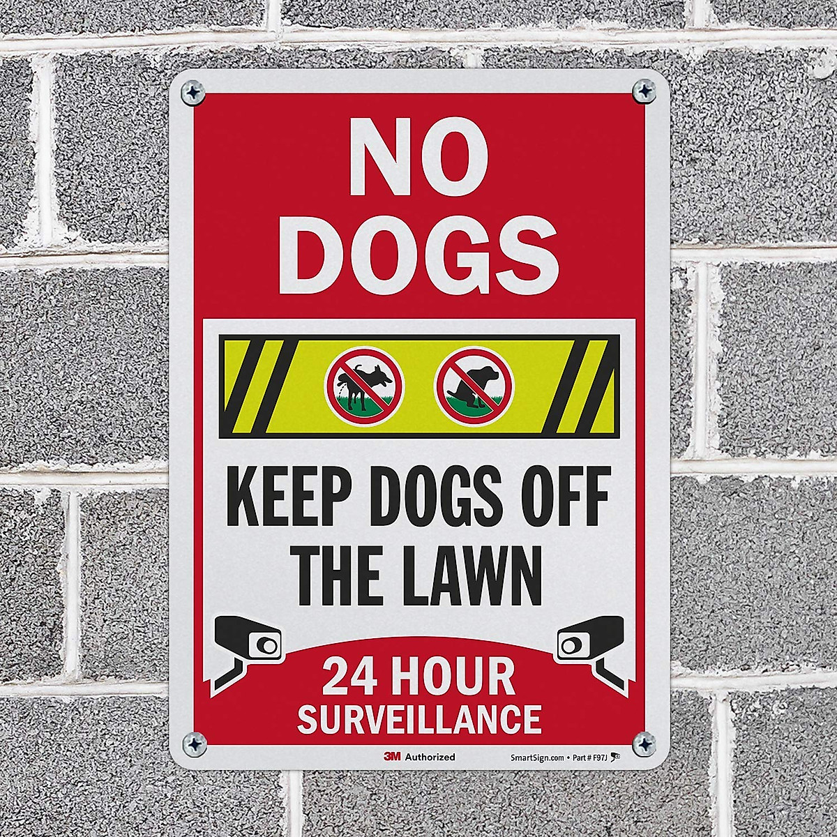 SmartSign “No Dogs - Keep Dogs Off The Lawn, 24 Hour Surveillance” Sign | 10" x 14" 3M Engineer Grade Reflective Aluminum