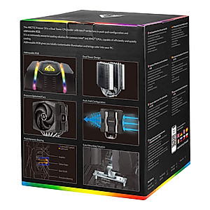 ARCTIC Freezer 50 - Multi Compatible Dual Tower CPU Cooler with A-RGB, CPU Cooler for AMD and Intel, Two Pressure-Optimised Fans, 6 Heatpipes, LGA1700 Compatible, MX-4 Thermal Paste incl.