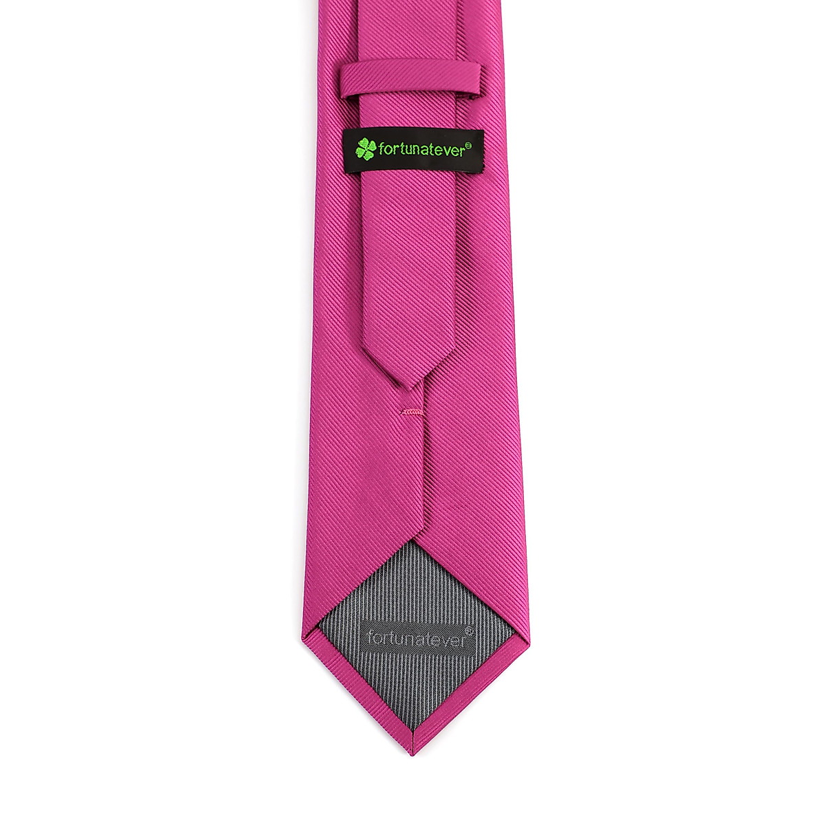 fortunatever Mens Solid Color Tie,Slim&Formal Necktie With Multiple Colors+Pocket Square(2.36''&3.35'') (Magenta Red, 2.36'' Width)