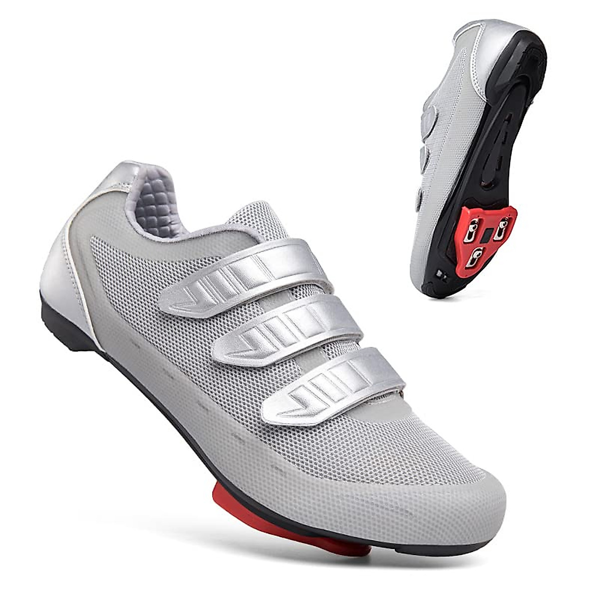 Mens Womens Indoor Cycling Shoes Compatible with Peloton Bike Shoes Cycling Shoes with Delta Cleats Clip Outdoor Pedal SPD Road Bike Shoes,Gray