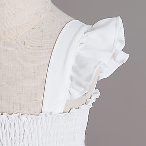 JEELLIGULAR Toddler Dress Ruffle Sleeveless Button Down Denim Dress for Toddler Girl Dress Summer Beach Casual A-line Sundress (3T, White)