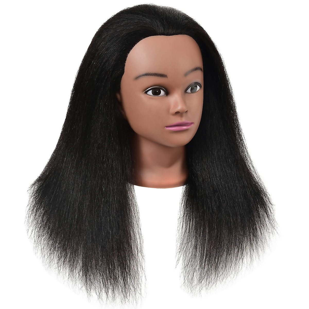 RYHAIR Mannequin Head with Human Hair for Hairdresser Training Braiding Styling Manikin Cosmetology Makeup Manican Doll Display Practice with Stand