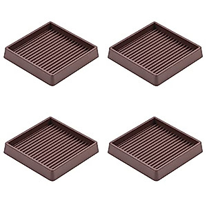 VOCOMO 3X3 Rubber Caster Cups, Non Slip Furniture Pads, Anti-Slip Gripper, Anti Skid Furniture Feet, Anti Slide Floor Protector for Bed Couch Stoppers (Brown, 4 Pack)