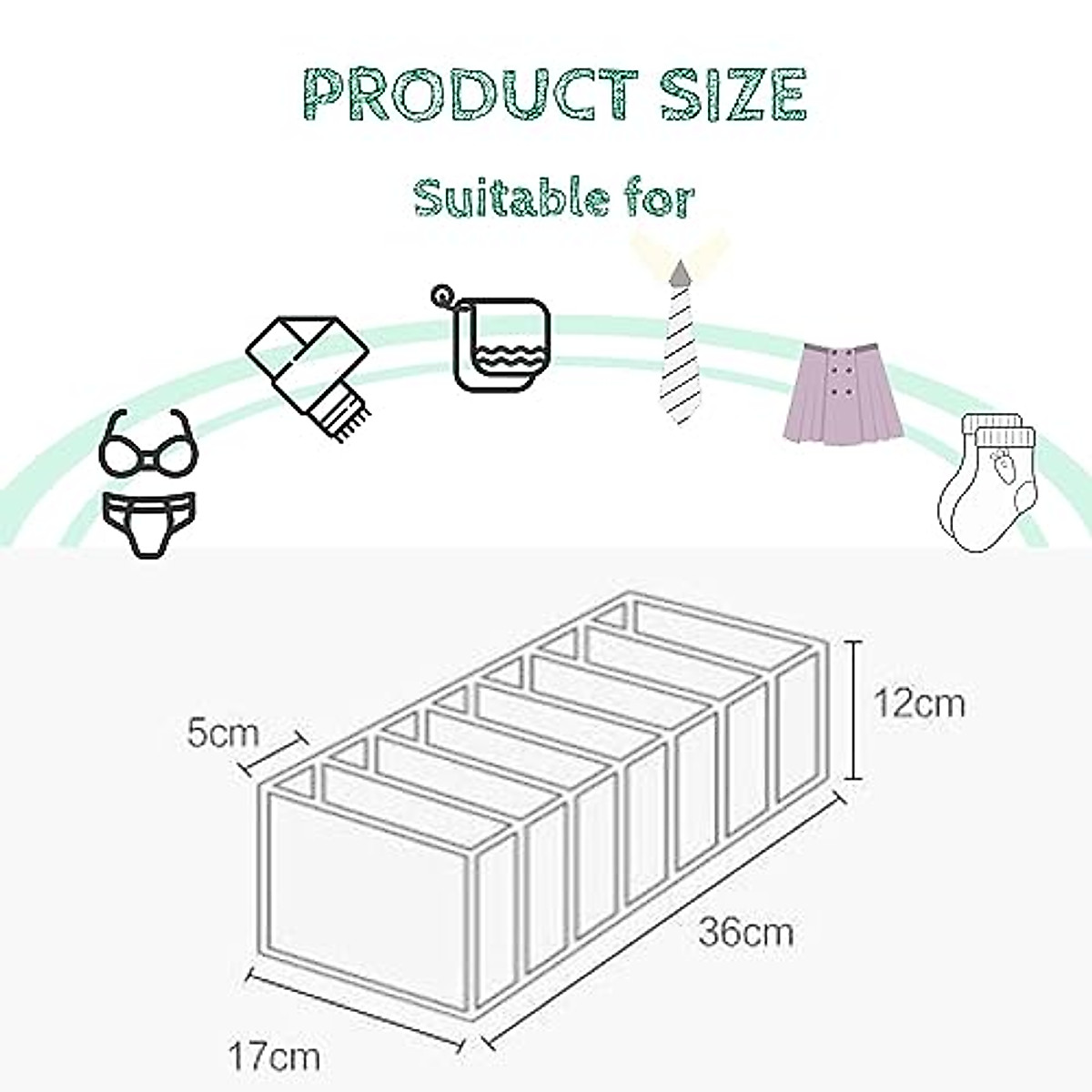 Washable Wardrobe Clothes Organizer, Upgraded 2Pcs Leggings T-Shirt Compartment Storage Box with Handles, 7 Grids Closet Organizers Storage, Foldable Drawer Mesh Separation Box for Bedroom(White)