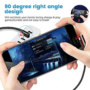 aceyoon [3 Pack Right Angle USB Type C Charger Cable, 0.6ft Braided 90 Degree Elbow Charger Dual L Shape USBC Cable for iPhone 15 Pro Max Plus, Samsung Galaxy S9 S10, Pixel 2 3 3XL, P30 P20 Mate20