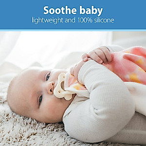 Dr. Brown's HappyPaci 100% Silicone Pacifier 0-6m, BPA Free, White, Blue, Light Blue, 3 Pack