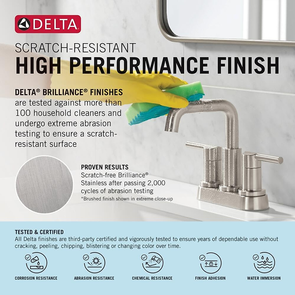 Delta Faucet Nicoli Single Hole Bathroom Faucet Brushed Nickel, Single Handle Bathroom Faucet, Drain Assembly, Stainless 15749LF-SS