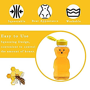 Panxxsen 10 Pack 8 Fluid Oz Plastic Honey Bear Bottle,Honey Squeeze Empty Bottle,Squeeze Honey Container with Yellow Flap Caps for Storing and Dispensing