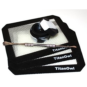 3 Silicone Mat Platinum Cured + Non-stick Jar + TitanOwl Carving Tool, Pad with Black corners 5.5" x 4.5"