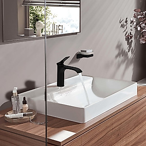 hansgrohe Vivenis Modern 1-Handle 1-Hole 7-inch Tall Bathroom Sink Faucet in Matte Black, 75020671