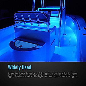TCTAuto Blue Marine LED Lights for Boats Courtesy Cabin Stern Transom Interior Navigation Lights 3 Inch 6-2835-SMD LEDs 12V Round with Clear Lens Waterproof, Pack of 4