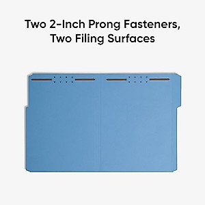 Smead Fastener File Folders, 50 Count, Blue, Reinforced 1/3-Cut Tabs, 2 Fasteners, Letter Size (12040)