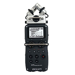 Zoom H5 4-Input / 4-Track Portable Handy Recorder with Interchangeable X/Y Mic Capsule + 32GB Memory Card + Lavalier Condenser Microphone + 4 AA Batteries & Charger + Tabletop Tripod/Handgrip