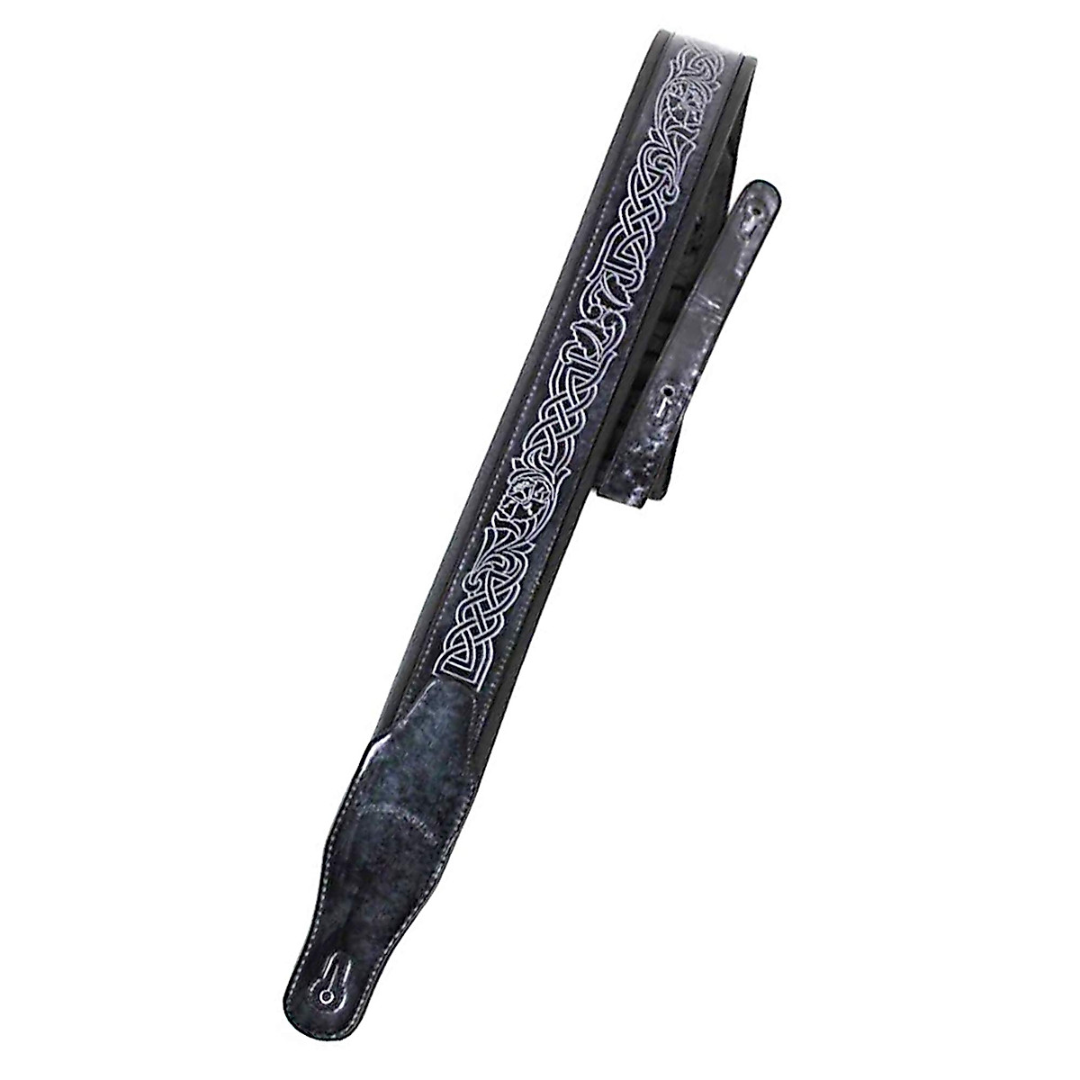 Walker & Williams GB-182 Handmade Cobalt Black Brushed Padded Guitar Strap With Celtic Braid Design For Acoustic, Electric, And Bass Guitars