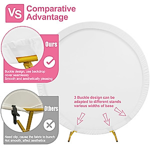 Wokceer 7.2FT Round Backdrop Cover White Round Arch Covers with Buckles Polyster Circle Balloon Arch Stand Arch Backdrop Cover for Wedding Birthday Party Ceremony Decor