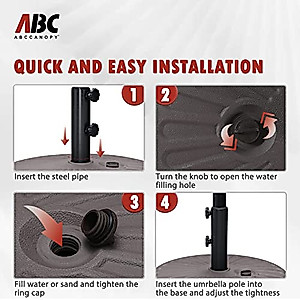 ABCCANOPY Patio Umbrella Base, 48.5lbs Capacity Fillable Market Patio Outdoor Heavy Duty Umbrella Stand(Brown)