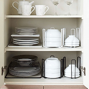 2PCS Dinnerware Bowl Plate Holder ,Bowl Holders Organizer Fit for 6.5 Inches Diameters Bowl, Metal Bowl Storage Dying Display Rack for Kitchen Drawer, Countertop, Cabinet, Shelf, Cupboard(Black）