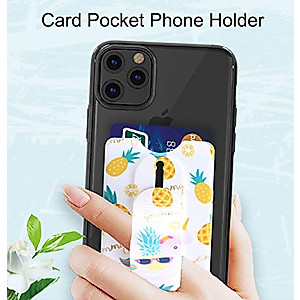 CHEAP SUNDAY Detachable Cell Phone Wallet Mobile Phone Kickstand Finger Grip Stand, Selfie and Hand-Free Wireless Charging Compatible for iPhone and Smartphones (Pineapple)