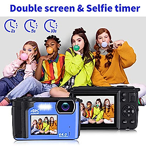Kids Camera for Teens Boys and Girls,Digital Camera 1080P Vlogging Camera HD 24MP 16X Digital Zoom Camera with 32G Memory Card 2 Batteries & Charger YouTube Portable