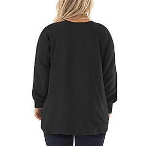 AURISSY Womens Plus Size Sweatshirts 2X Long Sleeve Tunic Tops Black-18W