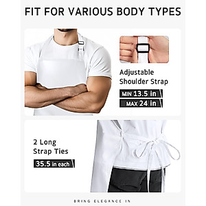 Syntus Chef Apron for Men Women Kitchen Cooking Apron with Pockets, Adjustable Bib Aprons Stain Resistant, 1 Pack White