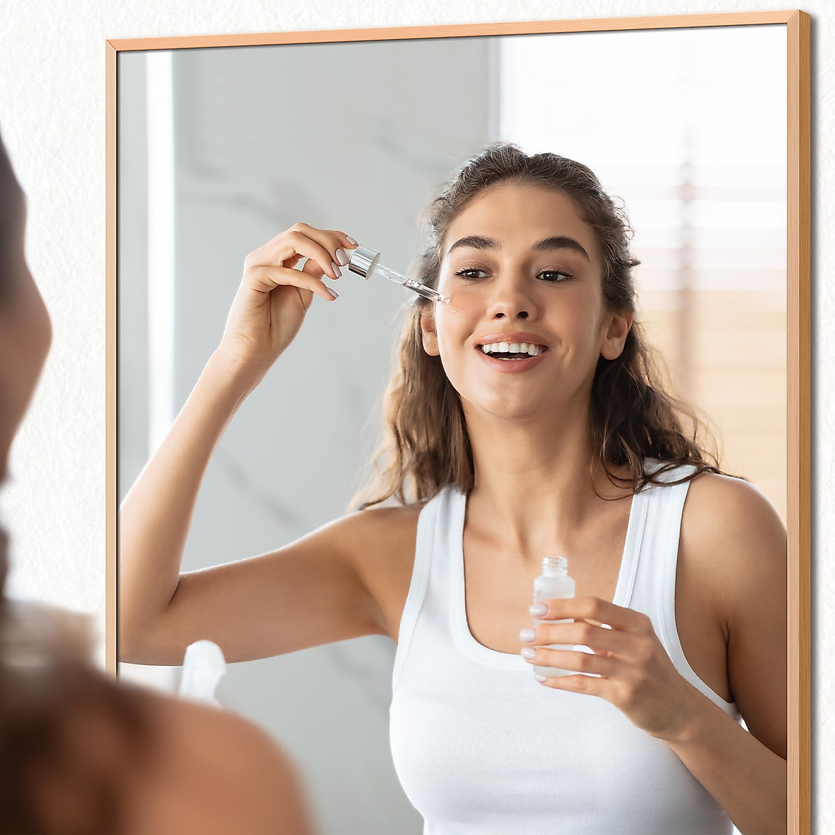 NeuType Full Length Mirror, 64"x21" Floor Mirror, Gold Aluminum Alloy Frame, Tempered Glass Full Body Mirror, Standing Mirror Wall-Mounted for Living Room Bedroom Hallway Dressing