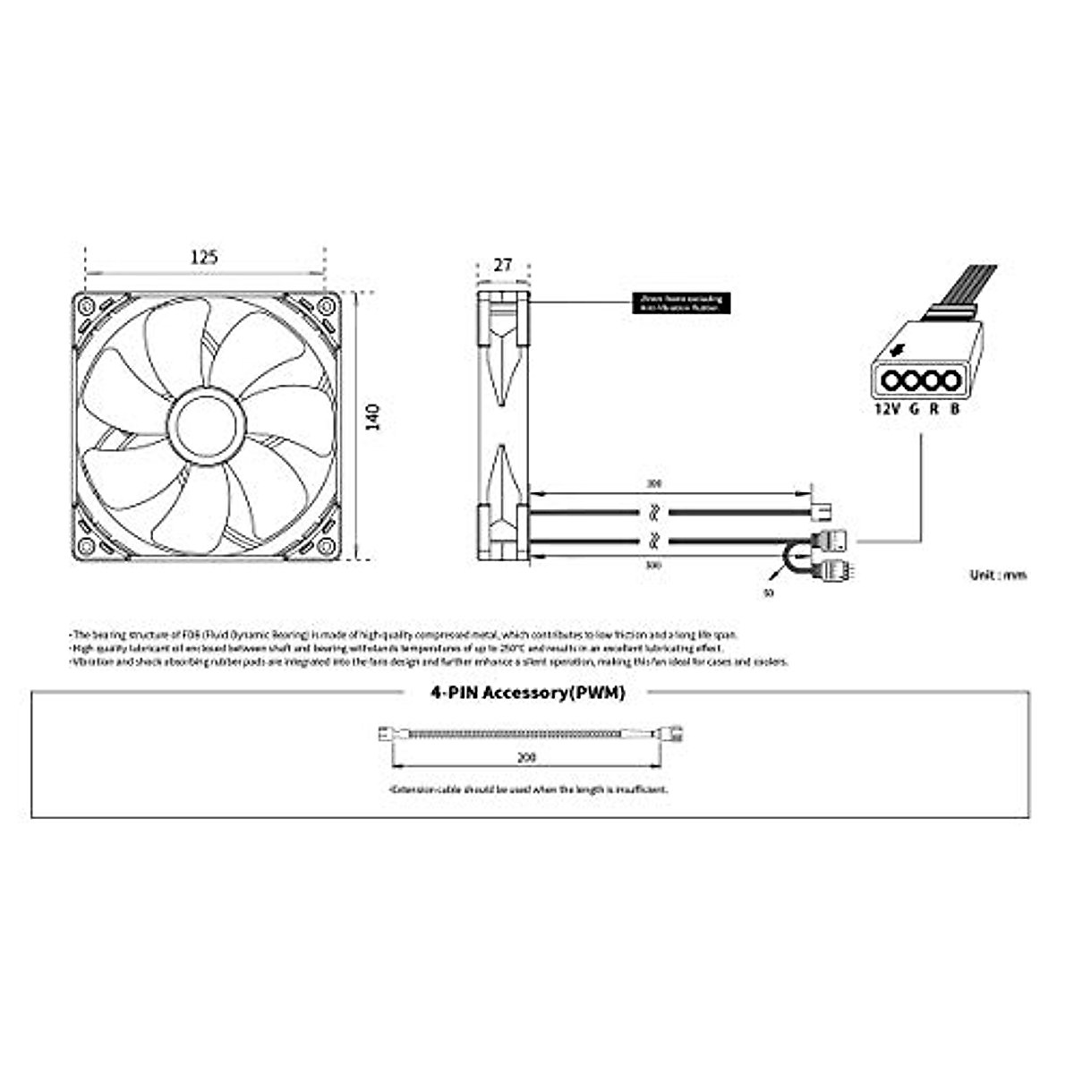 Scythe Kaze Flex 140mm RGB LED Fan, PWM 300-1800RPM, No Controller Included, Single Pack