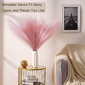 Alishomtll 8 Pcs Faux Pink Pampas Grass Decor Bulk,38'' Artificial Large Tall Fluffy Pompas Grass Floral for Floor Vase Fake Plants Boho Bouquet for Home Wall Fall Decor