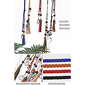 Exotic Women Waist Belt/Rope/Chain with Tassel and Beads in 8 Colors (black tan white)