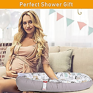 Go2bedroom Baby Lounger Cover Baby Nest Cover for Newborn Baby Co Sleeping Sleeper Breathable Baby Bed Cover for Traveling Infant Portable Crib Bassinet Thicken Ultra Soft Baby Nest (AA-Animals)