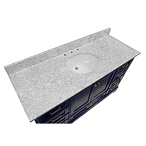 Kitchen Bath Collection Harper 60-inch Single Bathroom Vanity (Carrara/Royal Blue): Includes Royal Blue Cabinet with Authentic Italian Carrara Marble Countertop and White Ceramic Sink