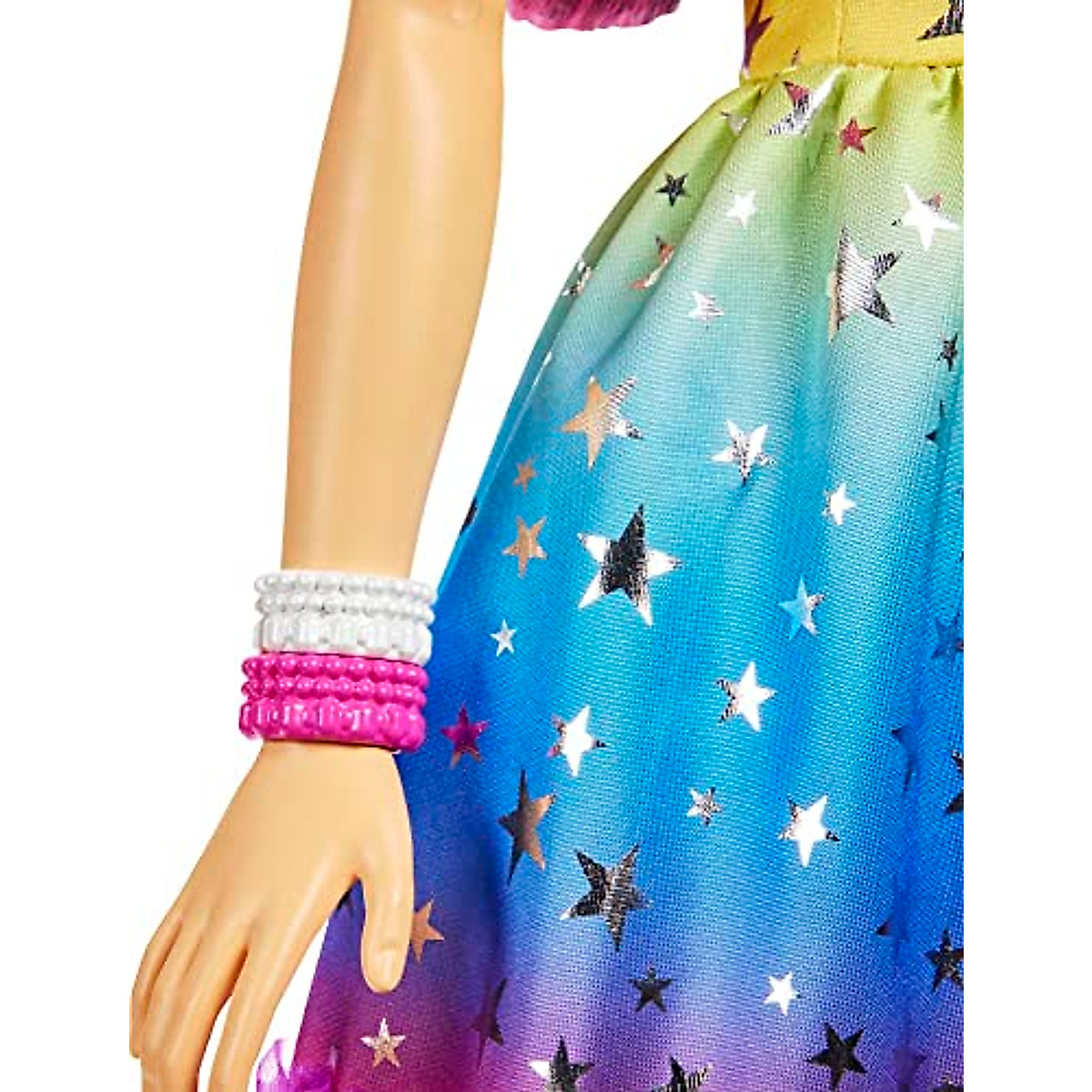 Barbie Large Doll with Black Hair, 28 Inches Tall, Rainbow Dress and Styling Accessories Including Shooting Star Handbag