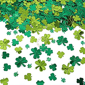 St Patricks Day Table Decorations Confetti | Shamrock Foil Glitter Confetti Lucky Irish Clover Party Confetti for St Patricks Party Birthday Baby Shower Decorations