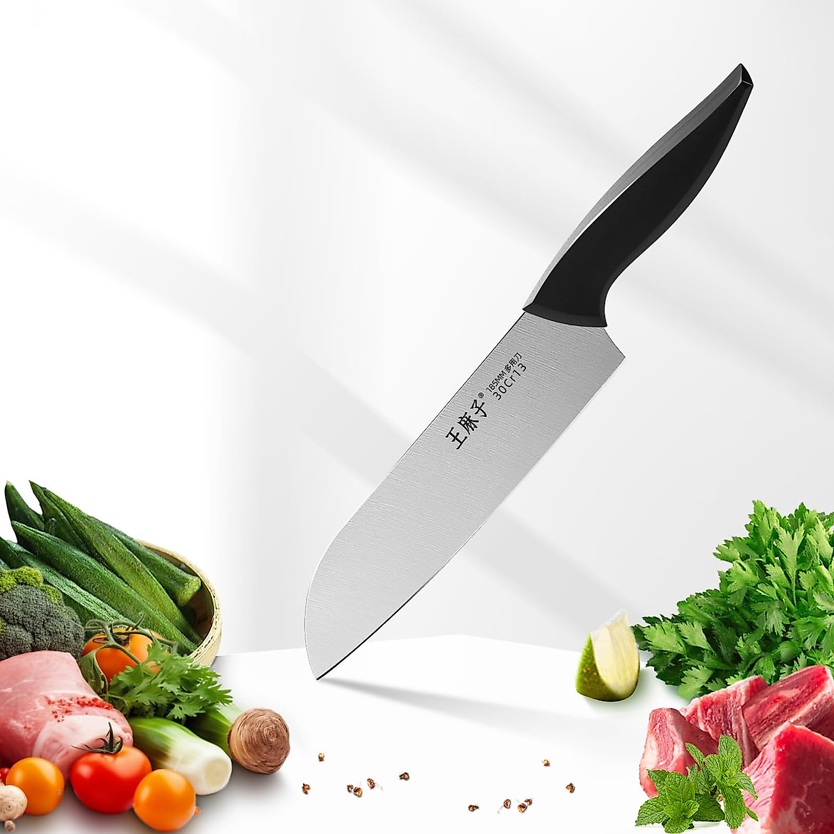 Chef Knife, 7IN Ultra Sharp Professinal Santoku Knife,German High Carbon Stainless Steel kitchen knives with Ergonomic Handle Design,Kitchen essentials for Chopping Vegetable and Cooking