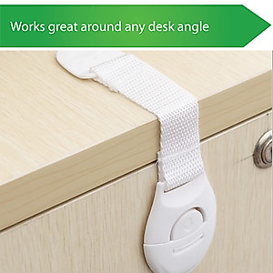 Child Safety Strap Locks (5 Pack) for Proofing Fridge, Cabinets, Drawers, Dishwasher, Toilet, 3M Adhesive No Drilling or Magnets for Furniture Kitchen Ovens Toilet Seats