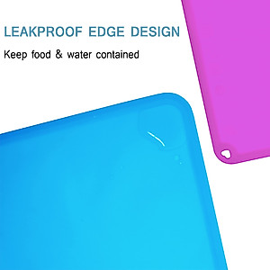 Kids Placemat for Dining Table, Baby Silicone Placemats for Kids Toddler Children Reusable Non-Slip Table Mats Baby Food Mats for Restaurant, 2Pack, Blue/Purple