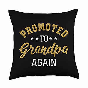 Grandparents Mens Baby Announcement Gender Reveal Promoted to Grandpa Again Est 2023 Pregnancy Announcement Throw Pillow, 18x18, Multicolor
