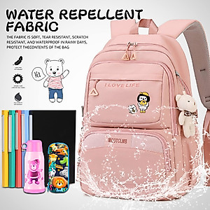 MOUTCLMB Kids backpack,Girls Backpack,Big-capacity School Backpacks 18.1*11.8*7.87in for Girls,School bags for Elementary Middle School High School,Send cute pendant（pink）