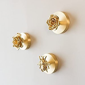 MFYS Brass Bird Coat Rack Robe Wall Hooks Hat Dragonfly Hanger for Bedroom Kitchen Various Shapes Animal Deer Decor Home Accessories (1, Bee)
