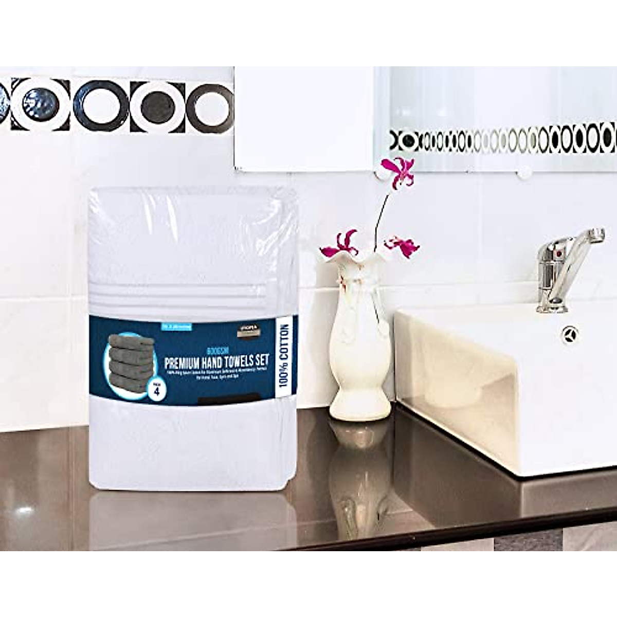 Utopia Towels - Hand Towel Set - Luxurious 600 GSM 100% Ring Spun Cotton - Quick Dry, Highly Absorbent, Soft Feel Towels, Perfect for Daily Use (Pack of 4) (16 x 28, White)