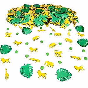 1500PCS Jungle Animal Confetti Safari Theme Table Confetti | Zoo Animal Shape Confetti for Wild One Baby Shower Birthday Party Supplies and Decorations