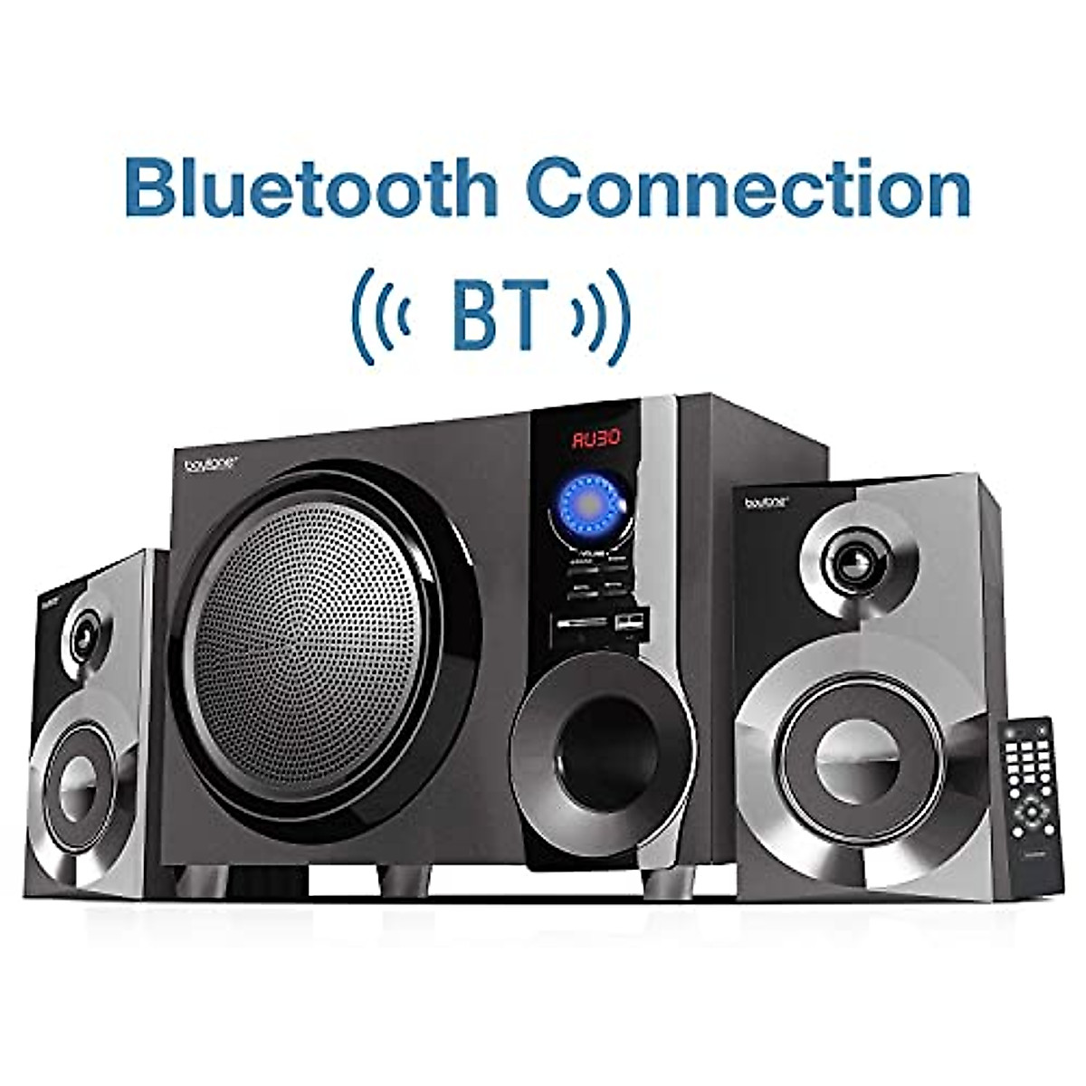 Boytone BT-225FB Wireless Bluetooth Stereo Audio Speaker with Powerful Sound, Bass System, Excellent Clear Sound & FM Radio, Remote Control, Aux-in Port, USB/SD/for Phone's, Laptops, Black, 60w